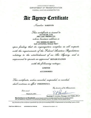 A & C Products Repair Certification